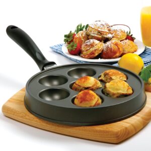 Norpro Nonstick Stuffed Pancake Pan, Munk/Aebleskiver/Ebelskiver 16.5″ x 9″ x 1.25″ Black