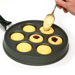 Norpro Nonstick Stuffed Pancake Pan, Munk/Aebleskiver/Ebelskiver 16.5″ x 9″ x 1.25″ Black