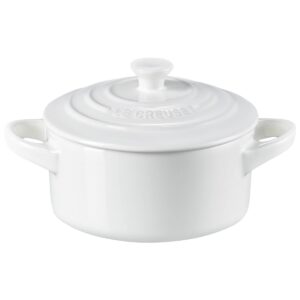 le creuset stoneware mini round cocotte, 8 oz., white