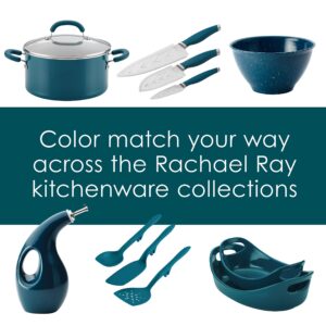 Rachael Ray Enamel on Steel Stock Pot/Stockpot with Lid, 12 Quart, Marine Blue