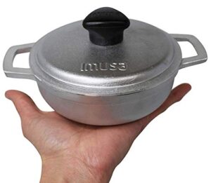 imusa usa 0.7qt traditional colombian mini caldero (dutch oven) for cooking and serving, 0.7 quart, silver