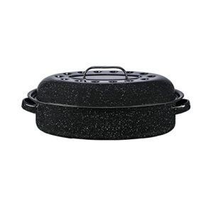 granite ware 15-inch covered oval roaster, 15 inches, black