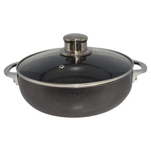 imusa usa 6.9qt nonstick charcoal hammered caldero (dutch oven) with glass lid and steam vent