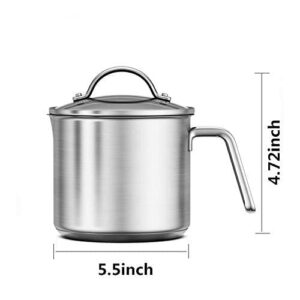 1.5 Quart Stainless Steel Saucepan With Pour Spout, Saucepan With Lid, Mini Milk Pan With Spout - Perfect For Boiling Milk, Sauce, Gravies, Pasta, Noodles