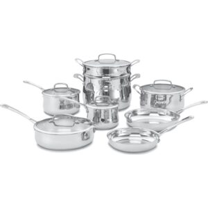 cuisinart contour stainless 13-piece cookware set,silver