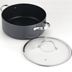 Cooks Standard Stock Pot Dutch Oven Casserole with Glass Lid, 7-Quart Classic Hard Anodized Nonstick Stockpot, Black