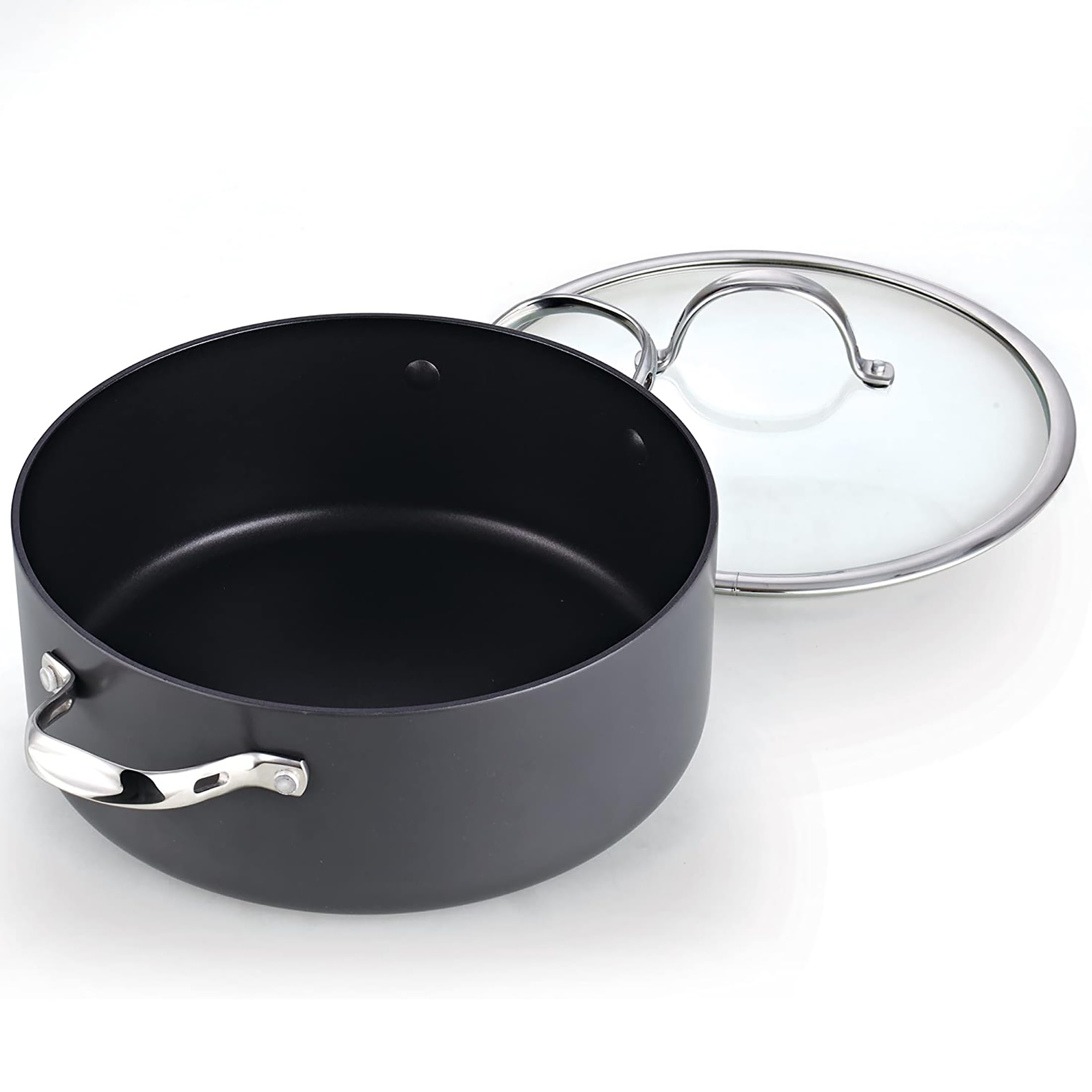 Cooks Standard Stock Pot Dutch Oven Casserole with Glass Lid, 7-Quart Classic Hard Anodized Nonstick Stockpot, Black