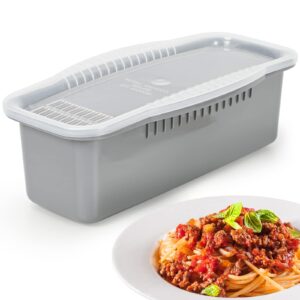 microwave pasta cooker with strainer lid- quick and easy cooks 4 servings spaghetti cooker- no sticking or waiting for boil- perfect make pasta every time- for dorm, kitchen or office