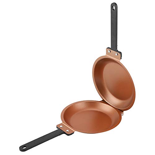 Myasrelae Pancake Maker, Dishwasher Safe Specialty Anthracite Nonstick Copper Double Pan Omelette Pan Flip Pan for Home Kitchen (Brown)