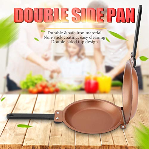 Myasrelae Pancake Maker, Dishwasher Safe Specialty Anthracite Nonstick Copper Double Pan Omelette Pan Flip Pan for Home Kitchen (Brown)