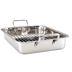 Farberware Classic Traditions Stainless Steel Roaster/Roasting Pan with Rack, 17 Inch x 12.25 Inch