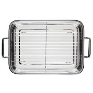 Farberware Classic Traditions Stainless Steel Roaster/Roasting Pan with Rack, 17 Inch x 12.25 Inch