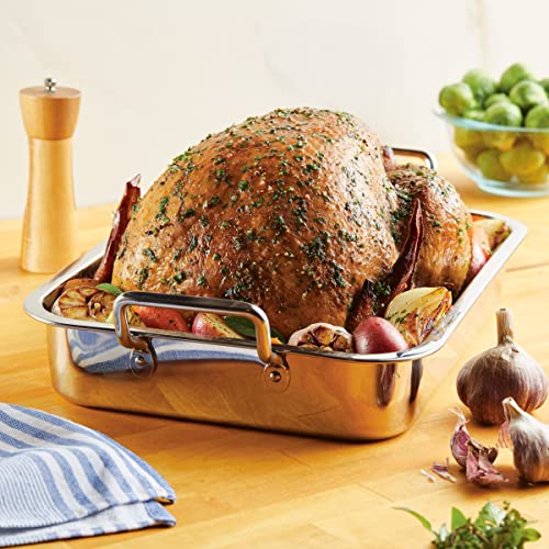 Farberware Classic Traditions Stainless Steel Roaster/Roasting Pan with Rack, 17 Inch x 12.25 Inch