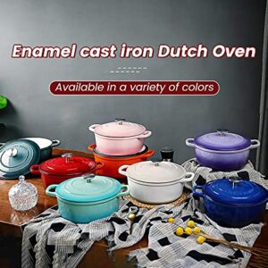 EDGING CASTING Dutch Ovens Enameled Cast Iron Covered 5.5 Quart Dutch Oven with Dual Handle for Bread Baking, White