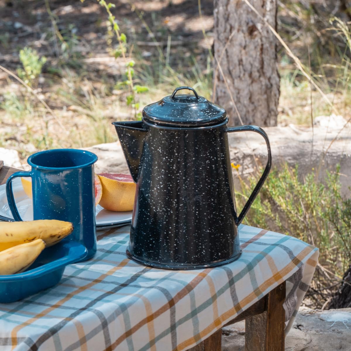 Granite Ware 3 Qt Coffee Boiler. Enameled Steel 12 cups capacity. Perfect for camping, Heat Coffee, Tea and Water directly on stove or fire.