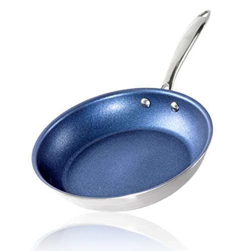 Granitestone 12 Inch Frying Pan, Stainless Steel Frying Pan, Non Stick Skillet/Nonstick Pan with Diamond Coating, Cooking Pan, Nonstick Skillet, Oven Safe Skillet, Dishwasher Safe, Blue