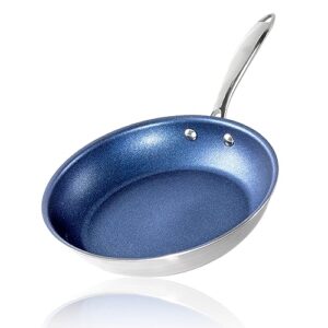 granitestone 12 inch frying pan, stainless steel frying pan, non stick skillet/nonstick pan with diamond coating, cooking pan, nonstick skillet, oven safe skillet, dishwasher safe, blue