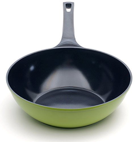 Ozeri 12" Green Wok Smooth Ceramic Non-Stick Coating (100% PTFE and PFOA Free)