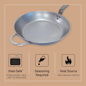 de Buyer MINERAL B Carbon Steel Fry Pan - 12.5” - Ideal for Searing, Sauteing & Reheating - Naturally Nonstick - Made in France