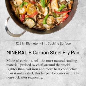 de Buyer MINERAL B Carbon Steel Fry Pan - 12.5” - Ideal for Searing, Sauteing & Reheating - Naturally Nonstick - Made in France