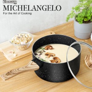 MICHELANGELO 3 Quart Saucepan with Lid, Nonstick Sauce Pan with Lid, Small Pot with Lid, Granite Coating Sauce Pan 3 Quart, Small Sauce Pot, Nonstick Stone Pot with Ergonomic Bakelite Handle