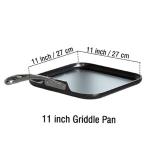 Cooks Standard Nonstick Square Griddle Pan 11 x 11-Inch, Hard Anodized Cookware Griddle Pan, Black