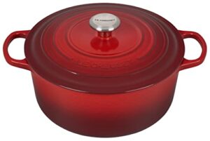 le creuset enameled cast iron signature round dutch oven, 7.25 qt., cerise