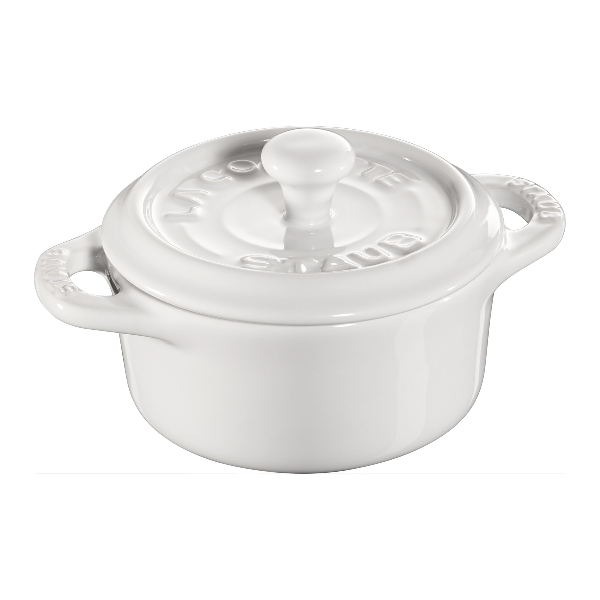 STAUB Ceramics Dutch Oven 3-piece Mini Round Cocotte, White