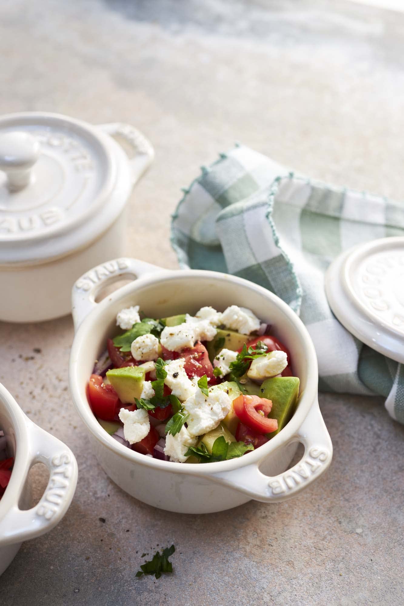 STAUB Ceramics Dutch Oven 3-piece Mini Round Cocotte, White