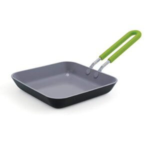 greenpan mini healthy ceramic nonstick, 5" square egg pan, pfas-free, dishwasher safe, stay cool handle, black