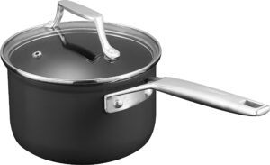 msmk 1.5 quart saucepan with lid, burnt also non stick, induction, scratch-resistant, small cooking pot