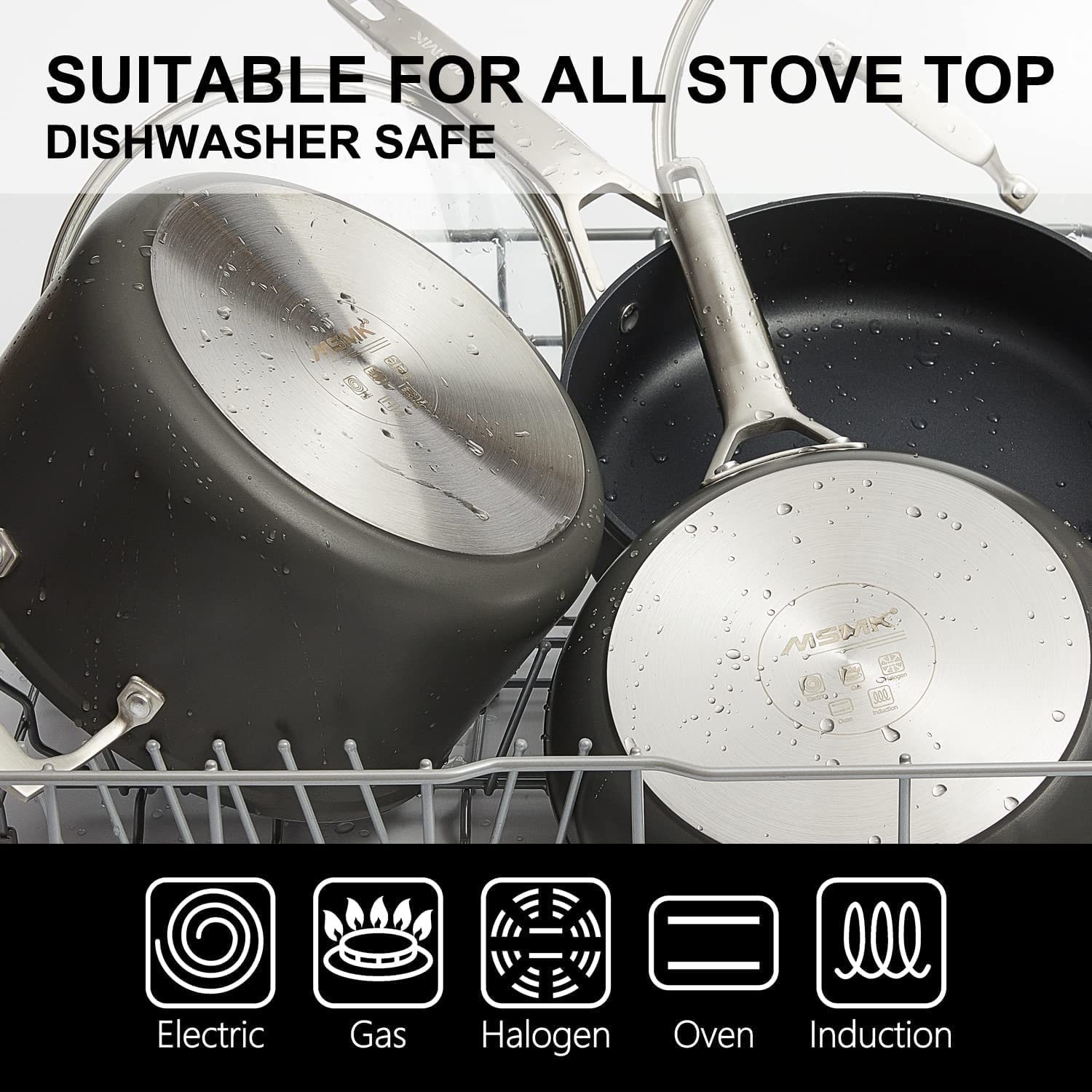 MSMK 1.5 Quart Saucepan with lid, Burnt also Non stick, Induction, Scratch-resistant, Small Cooking Pot