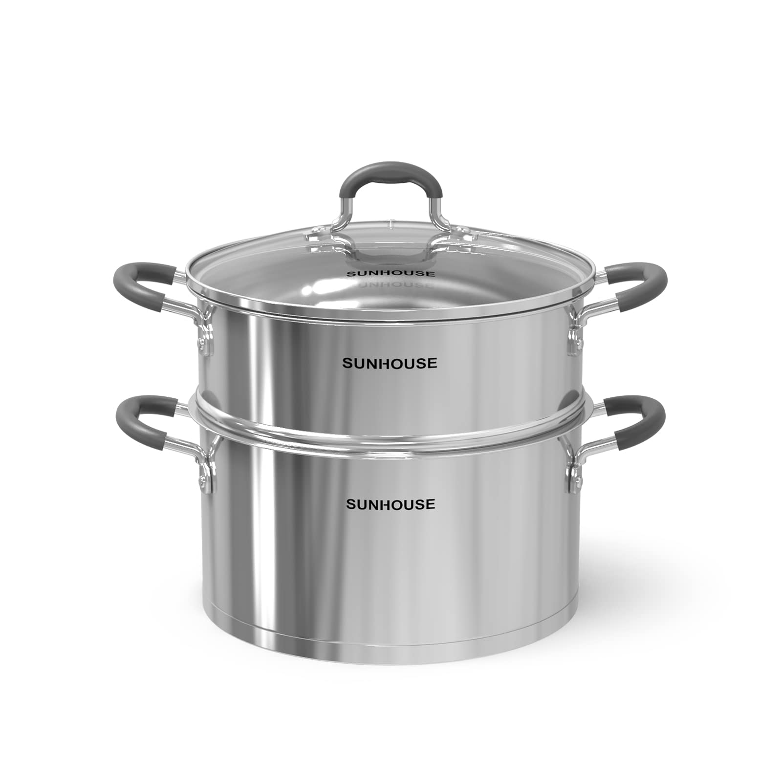 Sunhouse - 5.5 Quarts Multipurpose Stock Pot and Steamer Pot with PFOA-free,18/10 Stainless Steel Steam Pot for Cooking Vegetables, Seafood - Cooking Pot with Lid Suitable for Soups, Stews and Pasta