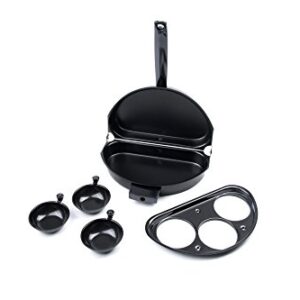 Fox Run Non-Stick Omelette Pan with Egg Poacher Set, 11.25 x 9.5 x 2.5 inches, Metallic