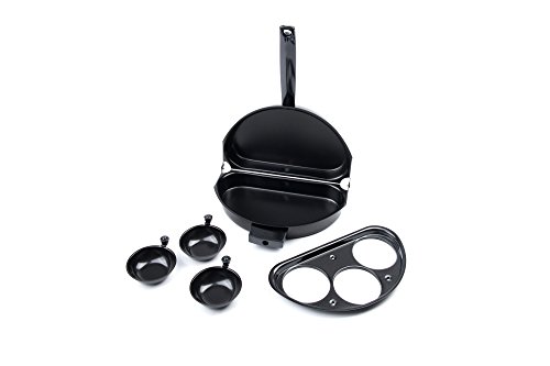 Fox Run Non-Stick Omelette Pan with Egg Poacher Set, 11.25 x 9.5 x 2.5 inches, Metallic