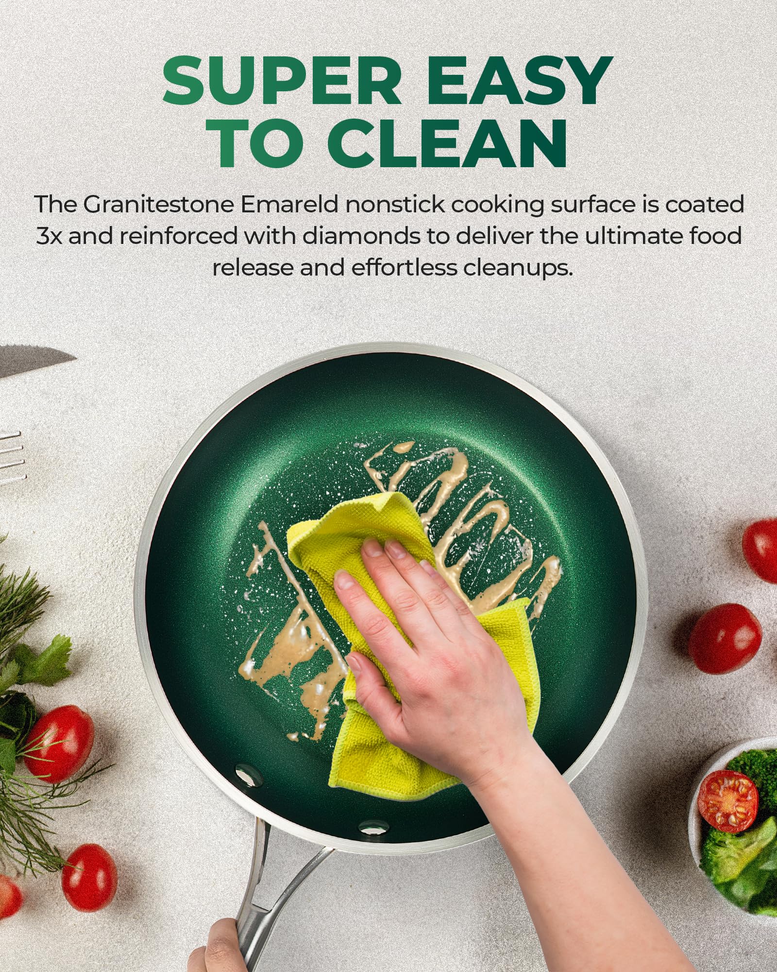 Granitestone Emerald Non Stick Frying Pan, 10” Frying Pan Nonstick, Long Lasting Non Stick Pan for Cooking, Egg Pan, Stay Cool Handle, Scratch Resistant, Easy Cleanup, Dishwasher Oven Safe, Toxin Free