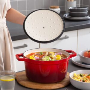 vancasso Enameled Cast Iron Dutch Oven, 4.5 Quart Enamel Dutch Oven Pot with Self Basting Lid, Non-stick Round Covered Casserole for Baking, Braiser, Stewing, Roasting,for All Heat Source