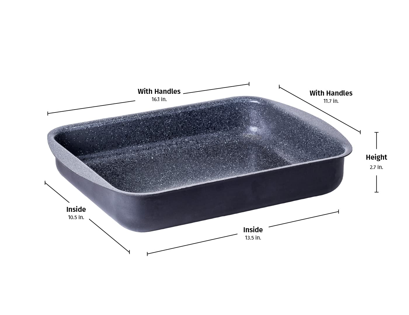 Ceramic Coated Roasting Pan/Lasagna Pan - With Natural Nonstick Coating, Safe For StoveTop and Oven Use / 16.1 x 11.7 x 2.7 inch