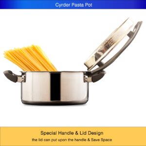 Cyrder Stainless Steel Pasta Pot, Dutch Oven Pot, Induction Pasta Pot with Strainer Lid, Stock Pot/Soup Pot, Easy Cleanup Stylish Cookware, Dishwasher Safe, 5 Quart