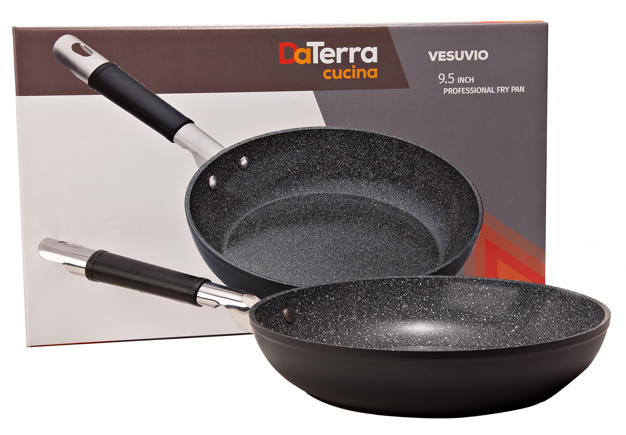 Professional 9.5 Inch Nonstick Frying Pan | Italian Made Ceramic Nonstick Pan by DaTerra Cucina | Sauté Pan, Chefs Pan, Non Stick Skillet Pan for Cooking, Sizzling, Searing, Baking and More