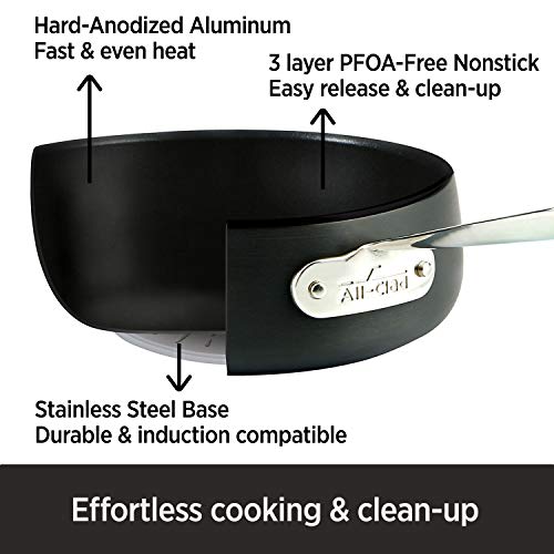 All-Clad HA1 Hard Anodized Nonstick Chef's Pan, Wok 12 Inch Induction Oven Broiler Safe 500F, Lid Safe 350F Pots and Pans, Cookware Black