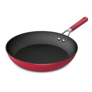 ninja c20030 foodi neverstick vivid 12-inch fry pan, nonstick, durable & oven safe to 400°f, cool-touch handles, crimson red