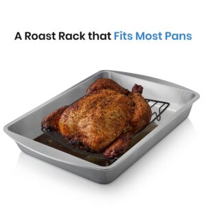 Roasting Rack for Roasting Pan,Baking Rack for Cooking, Roasting, Cooling and Grilling,V Shape Non-Stick Wire Rack,10×8" Black