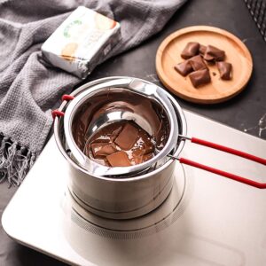 2 Pack Stainless Steel Double Boiler Pot Chocolate Melting Pot Soap Candle Candy Making Tool Kit Wax Melting Heat Proof Bowl for Melting Chocolate, Butter, Cheese, Caramel, Candy, Candle, Wax