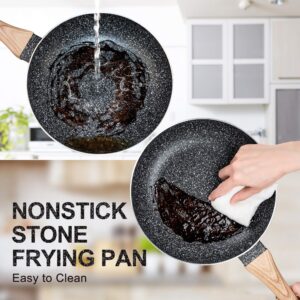 MICHELANGELO Frying Pan Set, 8"+9.5"+11" Stone Frying Pans With 100% APEO & PFOA-Free Stone Coating, Fry Pan Set Bakelite Handle, Nonstick Frying Pans, Nonstick Pans Set, Stone Skillets 3 Piece