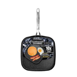 granitestone griddle pan 10.25" nonstick stovetop cookware pfoa free oven-safe, dish washwasher safe as seen on tv