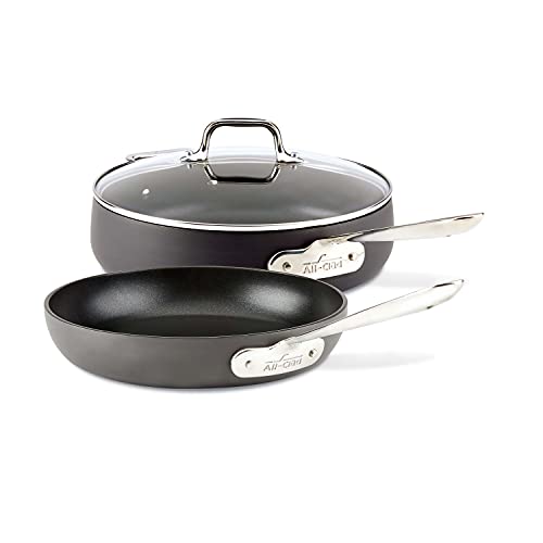 All-Clad HA1 Hard Anodized Nonstick Saute Pan with Lid and Fry Pan Set 4 Quart, 10 Inch Induction Oven Broiler Safe 500F Pots and Pans, Cookware Black