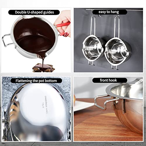 480ML Stainless Steel Double Boiler Universal Melting Pot for Melting Chocolate, Candy, Candle, Soap and Wax(304 Steel)