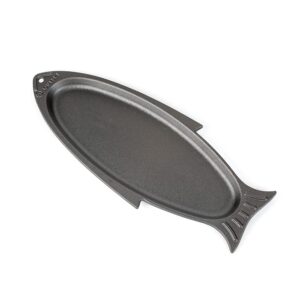 Outset 76376 Fish Cast Iron Grill and Serving Pan Black, 18.9 x 7.28 x 0.98 inches