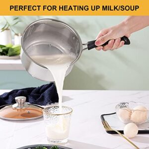 Kerykwan Stainless Steel Saucepan Set with Glass Lid 1.5 Quart&2 Quart Sauce Pan Pot with Cover Restaurant Nonstick Milk Soup Pan for Kitchen Home Restaurant (1.5 Quart+2 Quart)